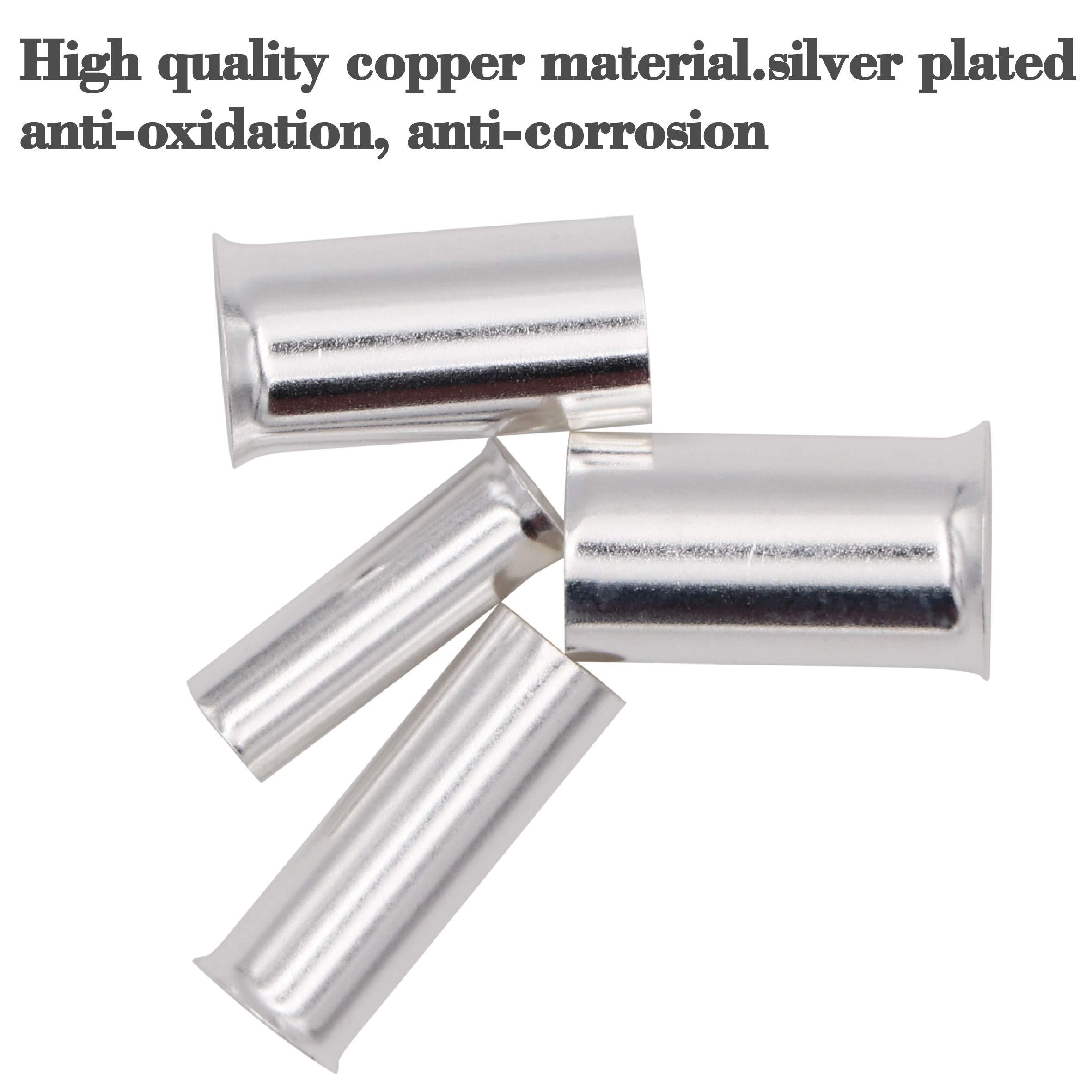 200PCS AWG 8 6 4 2 Gauge Wire Ferrules Kits SILVER Plated Copper Crimp 200PCS AWG 8 6 4 2 Gauge Wire Ferrules Kits SILVER Plated Copper Crimp