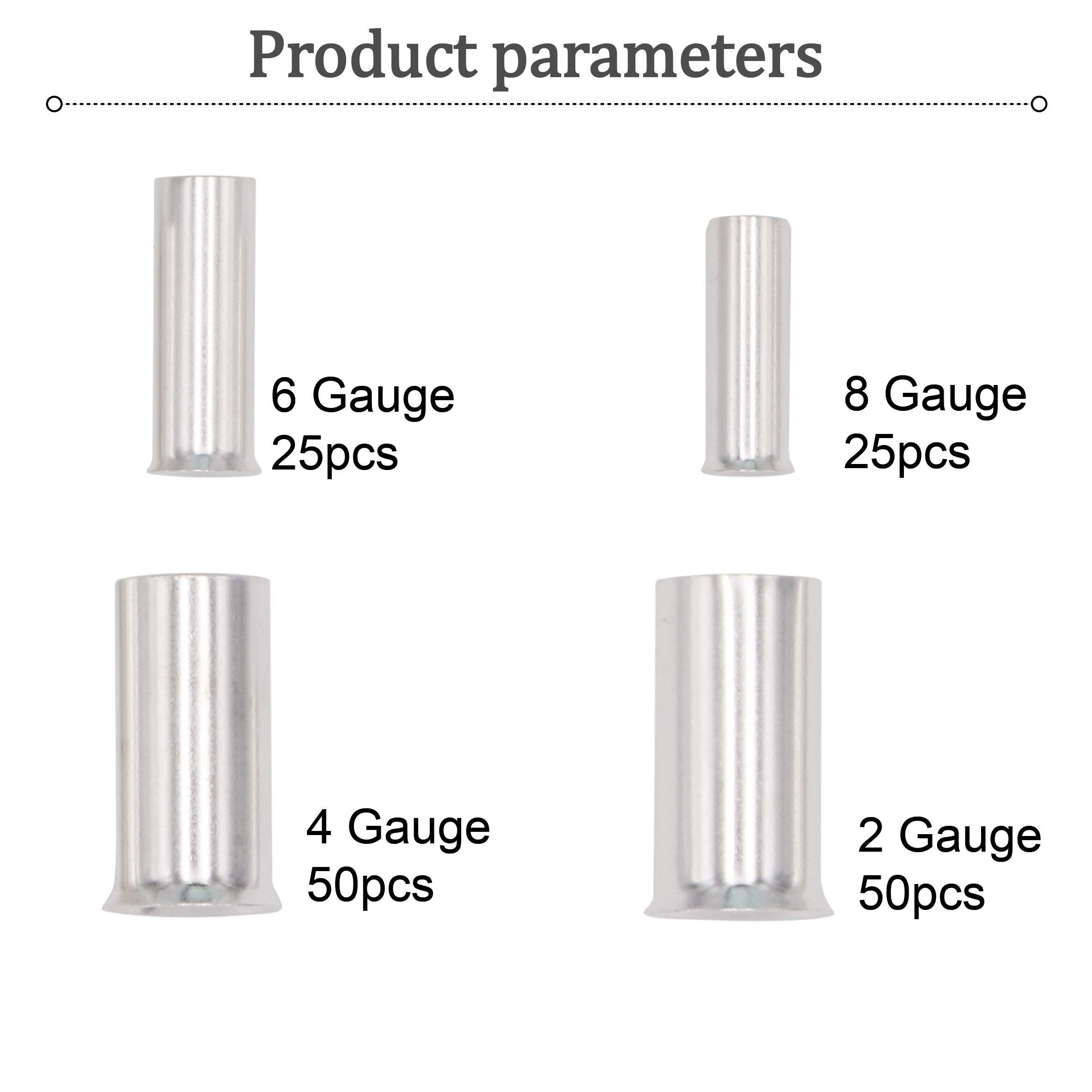 200PCS AWG 8 6 4 2 Gauge Wire Ferrules Kits SILVER Plated Copper Crimp 200PCS AWG 8 6 4 2 Gauge Wire Ferrules Kits SILVER Plated Copper Crimp