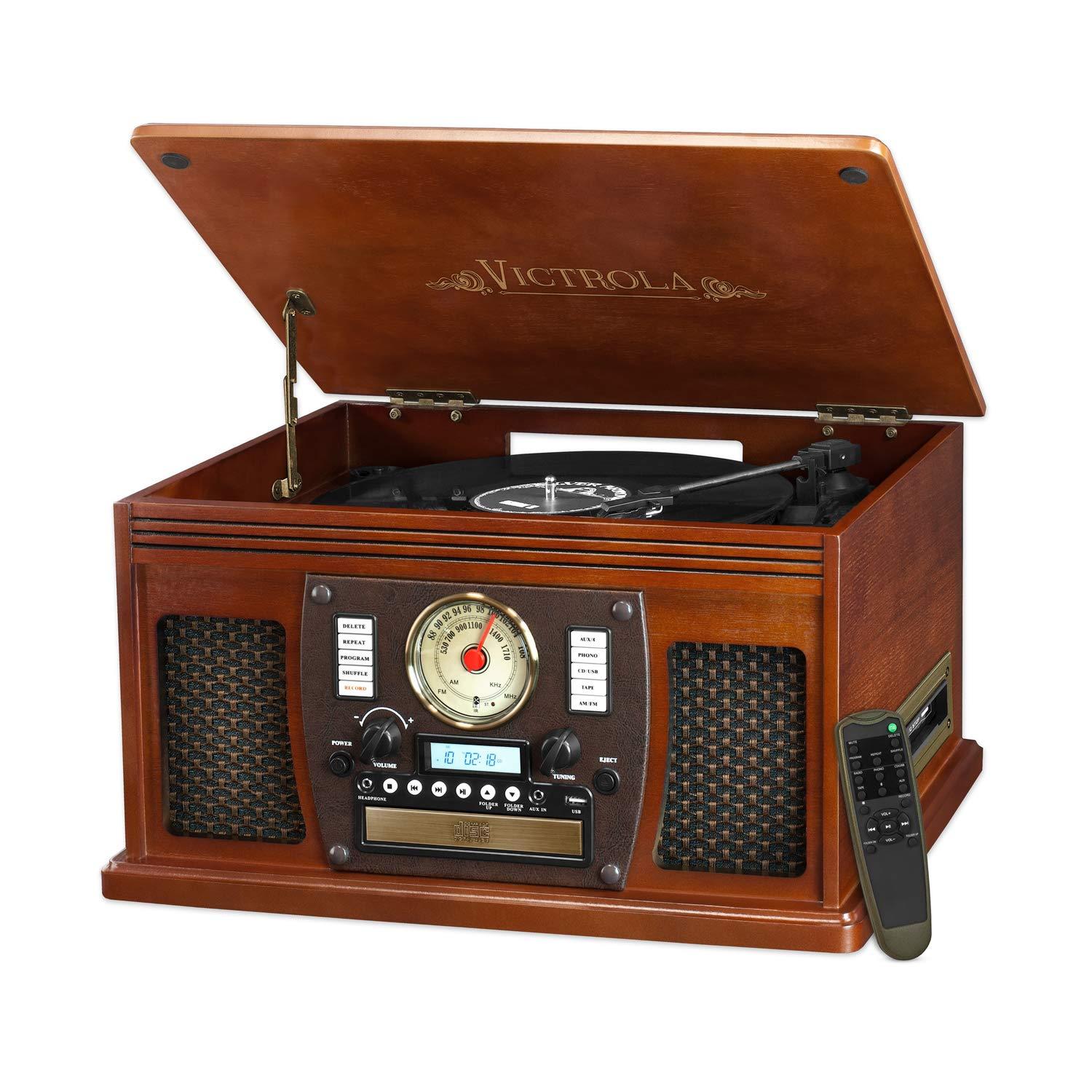 Victrola Navigator 8-in-1 Classic Bluetooth Record Player with USB ...